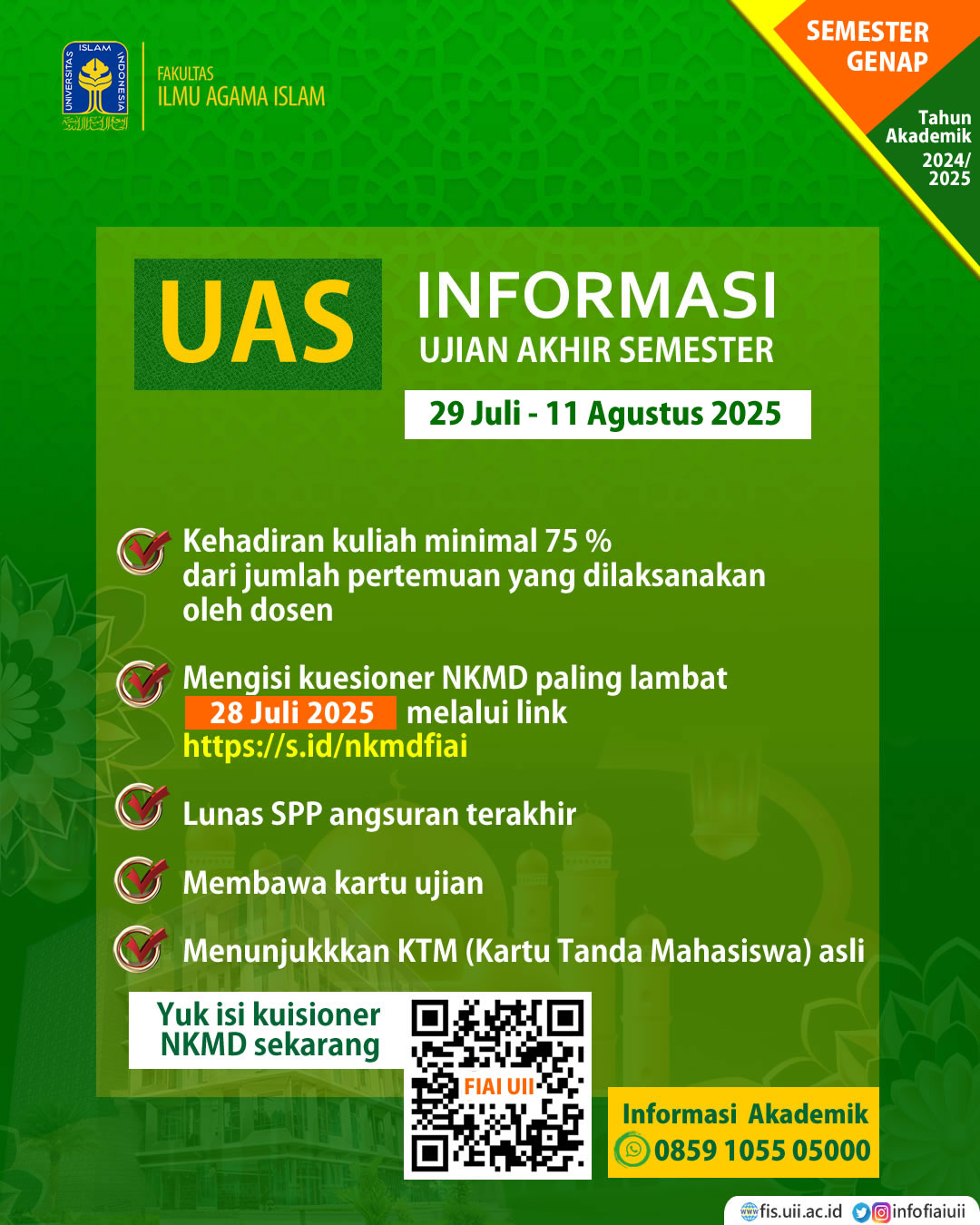 PELAKSANAAN UAS SEMESTER GENAP 2024/2025 - Divisi Administrasi Akademik dan Teknologi Informasi